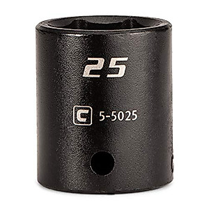Capri Tools Shallow Impact Socket, 1/2-Inch Drive, 6-Point, Metric (25 mm)