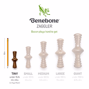 Benebone Puppy 2-Pack Maplestick/Zaggler Durable Dog Chew Toys for Gentle Chewers, Real Bacon, Real Maplewood, Made in USA, Tiny
