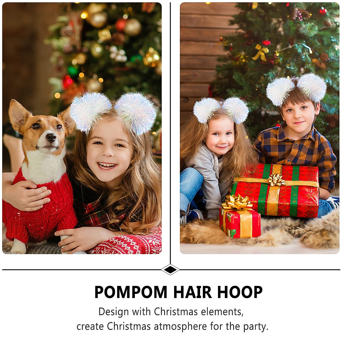 Tinsel Bling Pom Pom Headband Pom Pom Headband Pom Pom Headbopper Pom Pom Costume Headwear for Adults Pom Pom Hair Band White Springs Head Bopper Alien Head Boppers