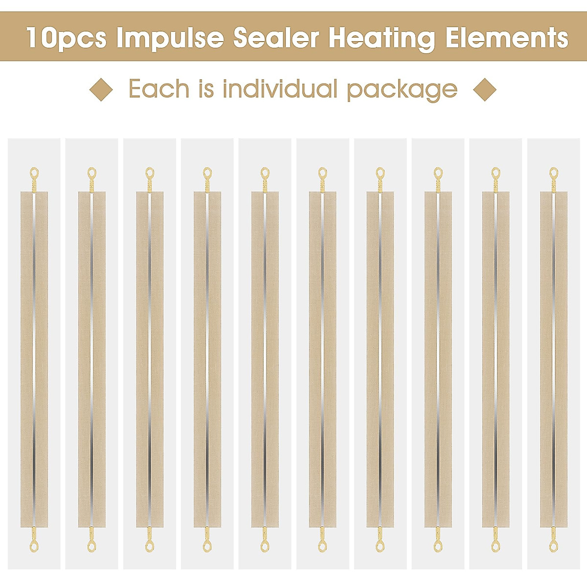 10 Pieces Impulse Sealer Replacement Parts 12 Inch Heat Seal Strips Replacement Element Grip Impulse Sealer Heating Element Service Spare Repair Kit, 300mmx2mm
