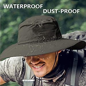 Mens Sun Hat with UV Protection Waterproof Wide Brim Sun Hat for Men Fishing Hiking Safari Camping Garden Outdoor Green
