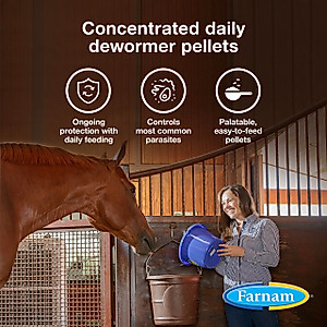 Farnam Pyrantel Care Daily Horse Dewormer 2.11% (Pyrantel Tartrate) for Horses of All Ages, Equine Anthelmintic, Continuous Protection Against Small Stronglyes, Ascardis and Pinworms, 50 lbs