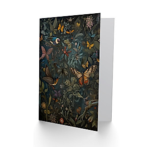 Artery8 William Morris Style Plants Birds and Butterflies Nature Birthday Sealed Greeting Card Plus Envelope Blank inside