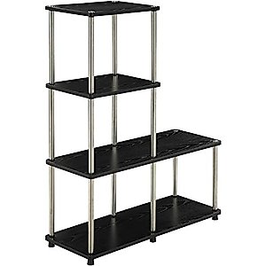 Convenience Concepts Designs2Go 4 tier Multi Shelf "L" Bookshelf, Black