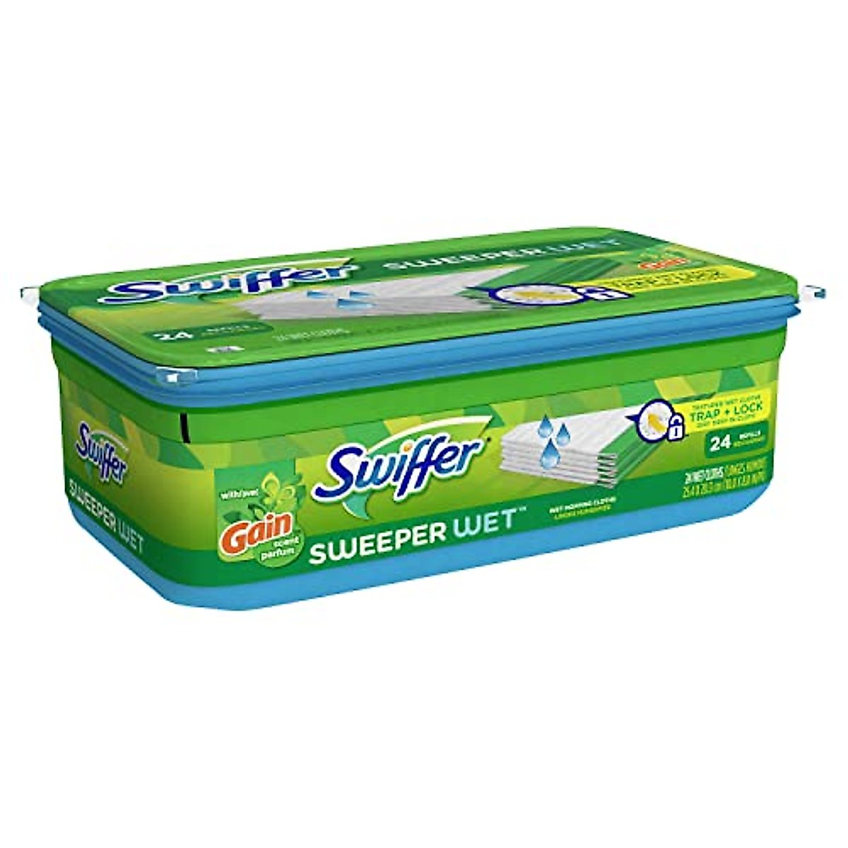 Swiffer Sweeper Wet Mopping Cloths, Multi-Surface Floor Cleaner with Gain Original Scent, 24 Count