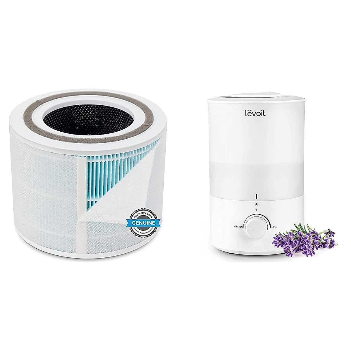 LEVOIT Air Purifier Smoke Remover Replacement Filter, 1 Pack, Blue, 1 Count (Pack of 1) & Humidifiers for Bedroom, Quiet (3L Water Tank) Cool Mist Top Fill Essential Oil Diffuser