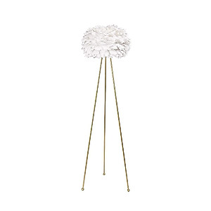 Maxax Feather Floor Lamp, Tripod Floor Lamp with White Feather Shade, Standing Light for Bedrooms/Dining Room/Living Room/Kitchen, Gold Classic