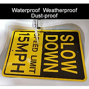 Joffreg Slow Down Speed Limit 15 MPH Sign,17 x12 Inches,Reflective Aluminum (2 Pack)