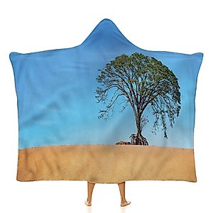 Wearable Blanket, Tree Women Men Hooded Blanket, Desert Summer Solitude, Soft Warm Cozy, 50 x 60inches, Gifts for Women Adults Girls and Kid, Multicolor