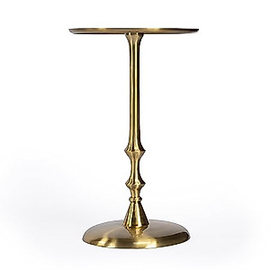 HomeRoots 19" Gold Aluminum Round Pedestal End Table