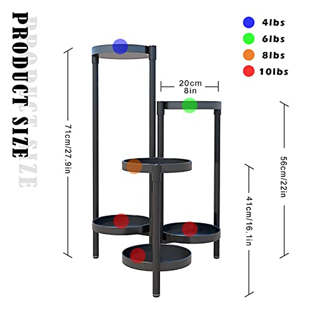 YisanCrafts Plant Stand Metal Indoor Outdoor - 6 Tier Tall Corner Plant Shelf, Vertical Flower Pot Holder Stands for Plants Multiple, Foldable Planter Rack Shelves for Patio, Balcony, Garden, Black
