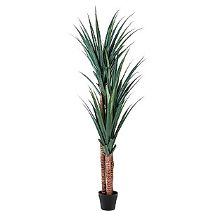 Worth Garden Artificial Yucca Tree,Faux 6ft Silk Plant,Realistic Tropical Dracaena Artificial Tree,70in Tall,Fake Potted Plant uv Rated for Indoor Outdoor Home Décor,Black Pot & 20g Dry Moss Included