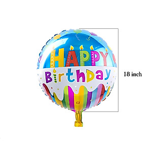 Happy Birthday Aluminum Foil Balloons (50-Pieces) Helium Floating Mylar Balloon Party Decoration Supplies - 18 Inches Round Inflatable Balloons