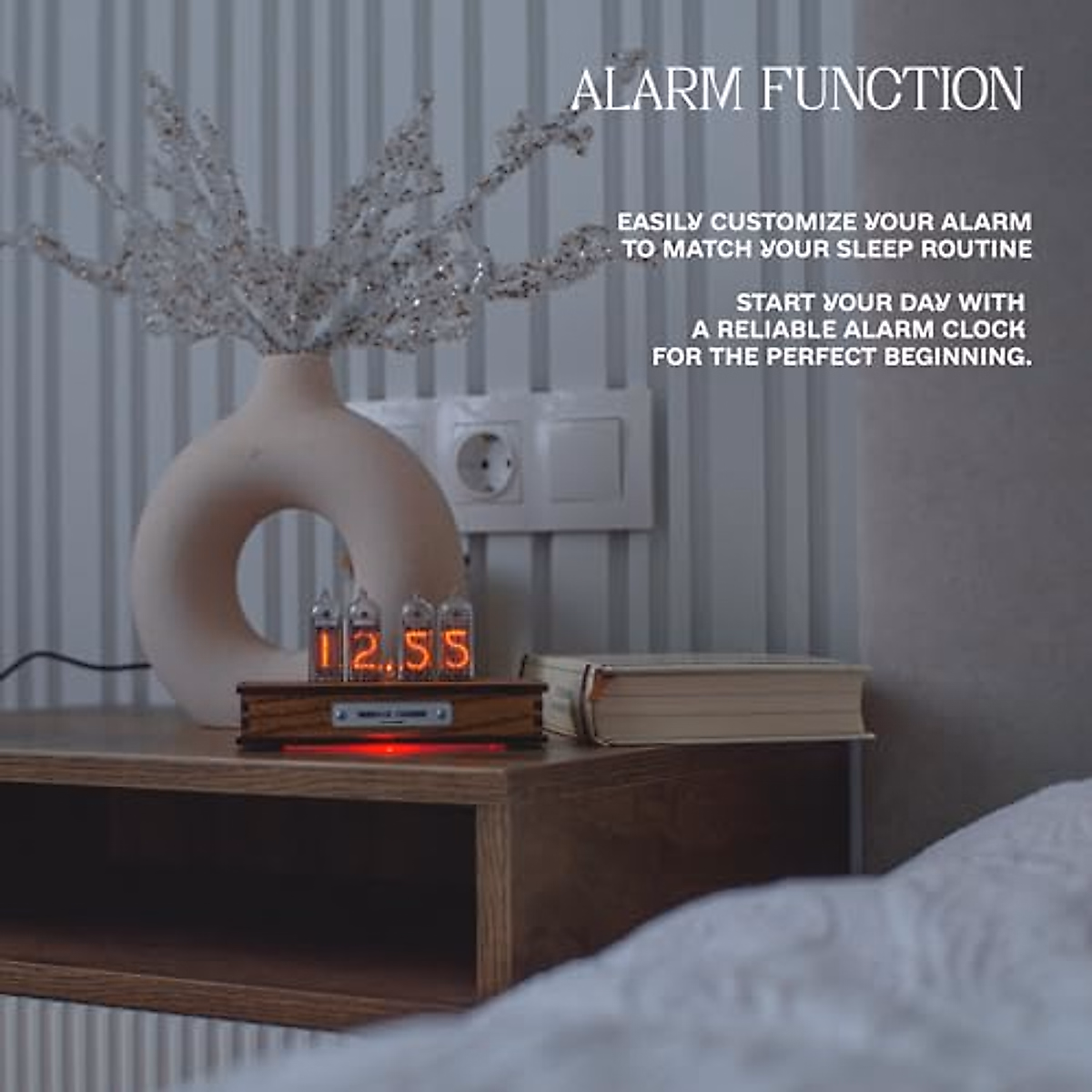 Authentic Nixie Tube Clock Bundle with Spare IN-14 Nixie Tube, Motion Temperature Humidity Sensors, Dual RGB LED Backlight, Alarm Clock, Visual Effects, Replaceable Nixie Tubes, Made in Ukraine