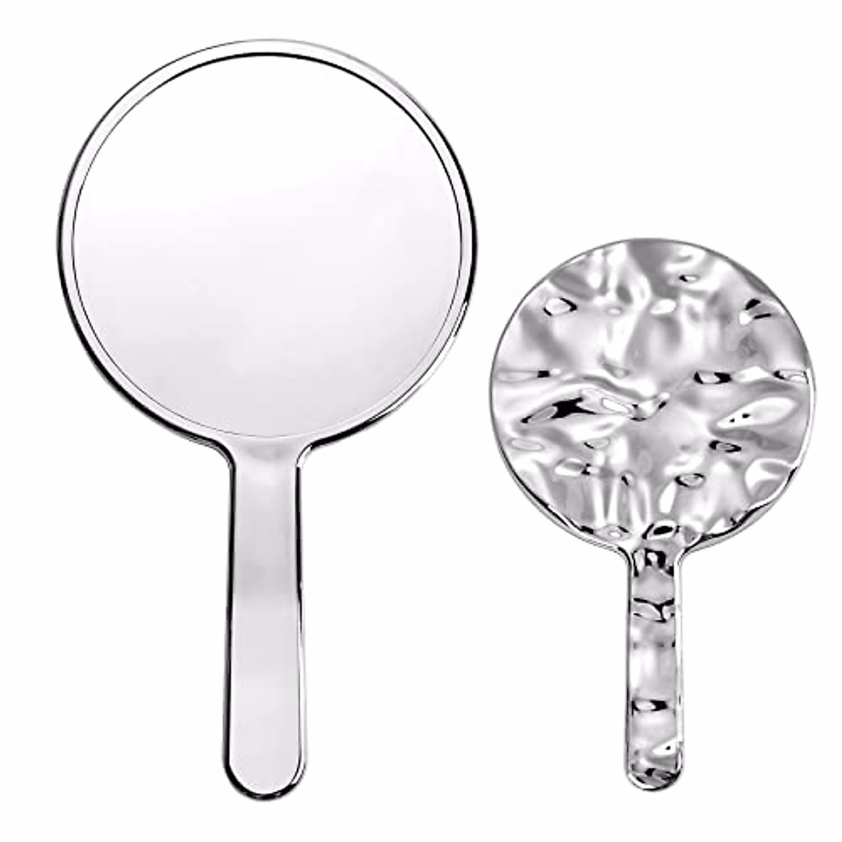 Funly mee Electroplate Sliver Hand Mirror, Handheld Mirror with Water Ripple Frame- 6 x 10.6 Inches