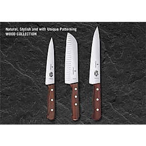 Victorinox 6.7-Inch Wood Santoku Knife with Fluted Edge