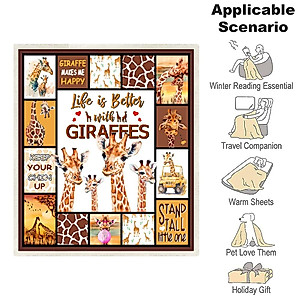 Juirnost Giraffe Blanket Giraffe Fleece Throw Blanket for Women, Men and Kids Just A Girl Who Loves Giraffes Blanket 50" x 60" Cozy Fleece Throw Blanket Best Gift Home Decor for Bed Couch Outdoor