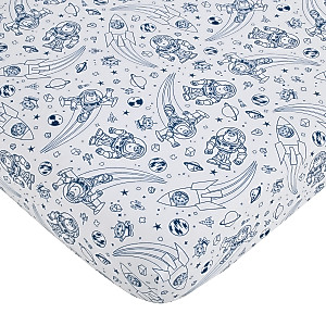 Disney Toy Story Outta This World Blue and Gray 3 Piece Nursery Crib Bedding Set - Comforter, Fitted Crib Sheet, and Crib Skirt