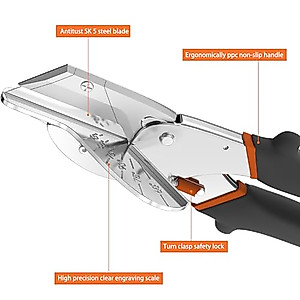 GARTOL Multi Angle Miter Shear Cutter - Multifunctional Trunking Shears for Angular Cutting of Moulding and Trim Multipurpose Quarter Round Cutter Adjustable at 45 To 135 Degree With Spare 10 Blades