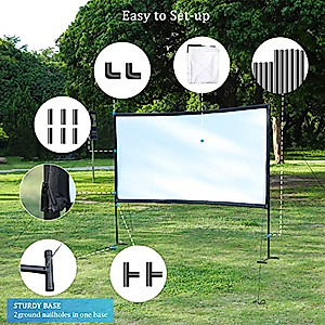 OWLENZ 100" New Upgraded Stand Projector Screen 16:9 4K HD Front Projection Portable Movie Screen with Storage Carrying Bag for Outdoor Indoor Use
