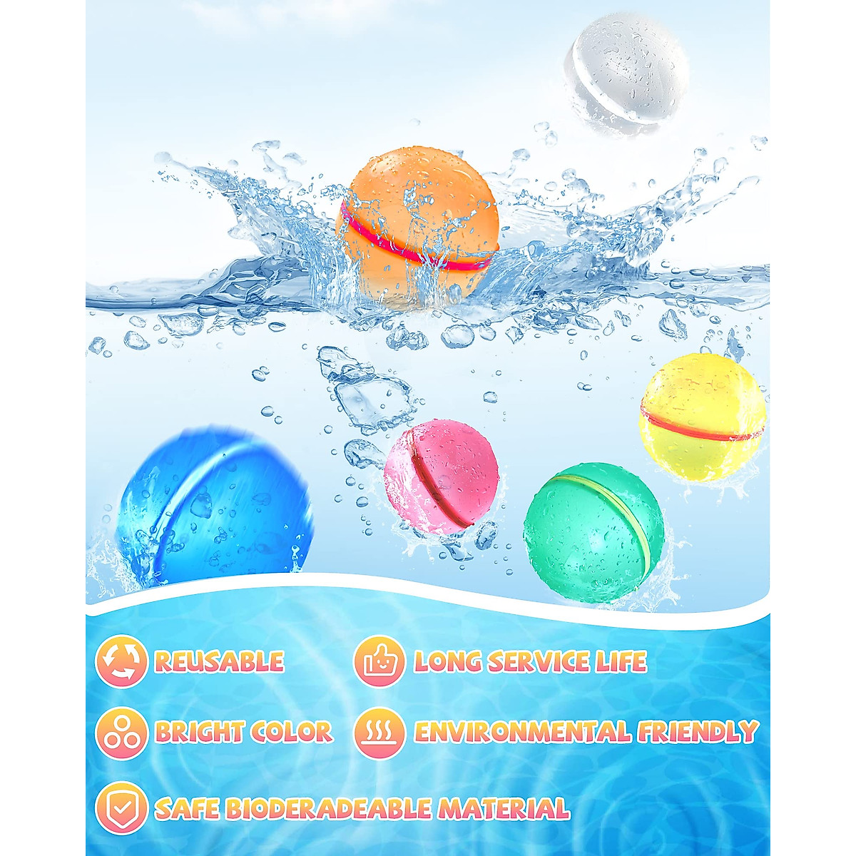 SOPPYCID Tonoviviy Tonoviviy Water Bomb Balloons Reusable, Self-cleaning Refillable Water Balloons for Kids and Adults(4pcs)
