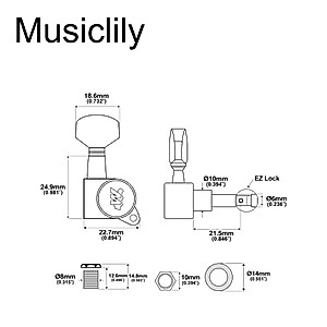 Wilkinson 6 inline E-Z-LOK Guitar Tuners Machine Heads Tuning Pegs Keys Set for Fender Stratocaster/Telecaster Electric Guitar, Chrome
