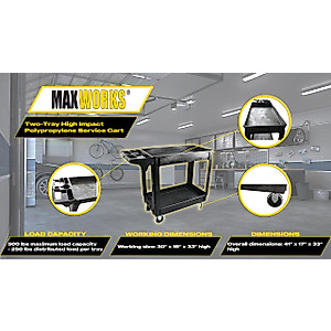 MaxWorks 80855 500-Pound Service Cart with Two Trays 30"X16" & 80876- Foldable Platform Truck Push Dolly 330 lb. Weight Capacity