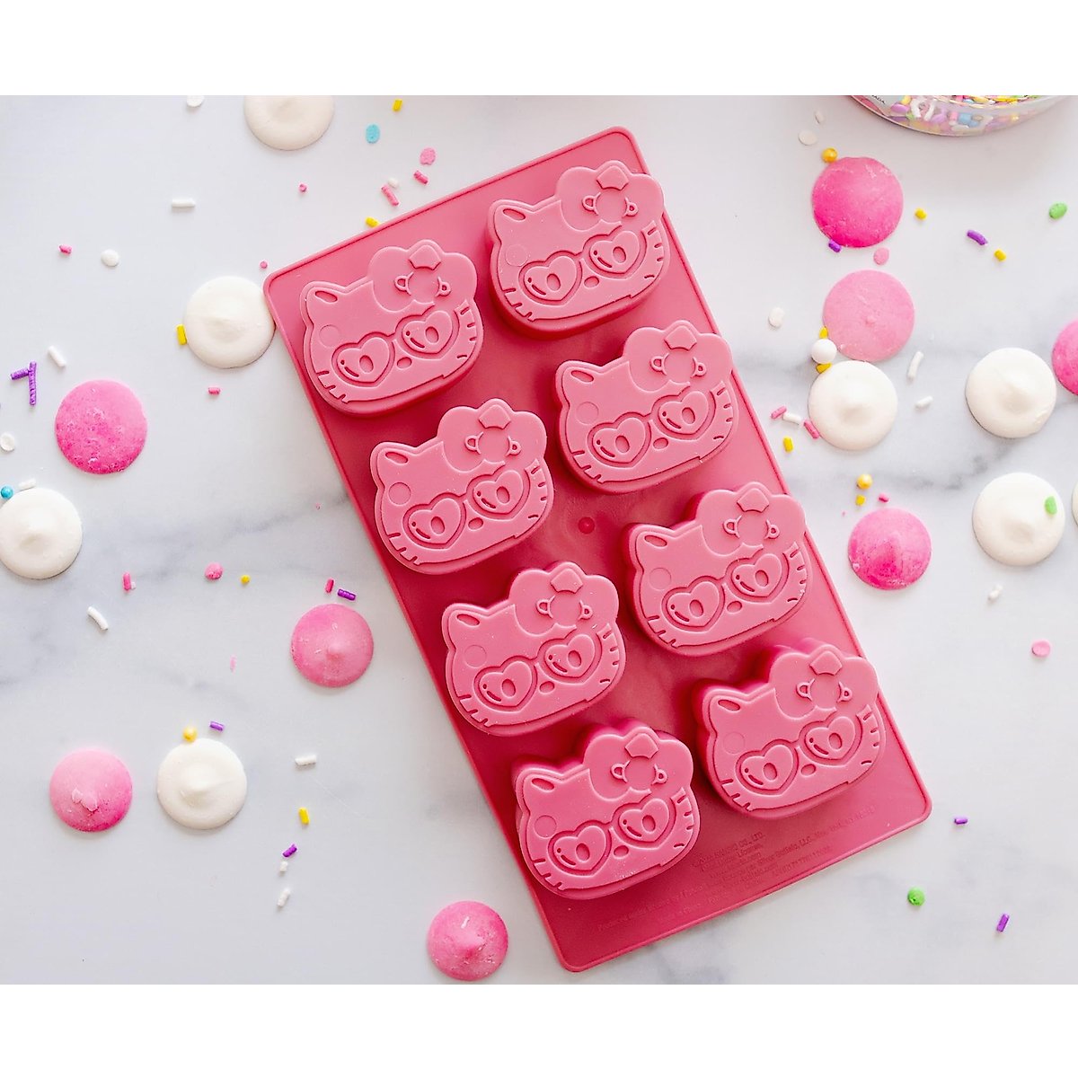 Sanrio Hello Kitty Hearts Flexible Silicone Ice Cube Tray In Character Shapes | Reusable Ice Mold For Freezer | Makes 8 Cubes