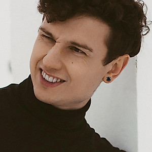 Top Plaza Black Stainless Steel Stud Earrings Round Cubic Zirconia Hypoallergenic CZ Earring Set for Women Men 3mm-8mm