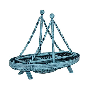 OwlGift Metal Sailboat Shaped Napkin Holder, Tabletop Paper Towel Dispenser, Mail Letter Sorter Rack, Document File Storage - Turquoise