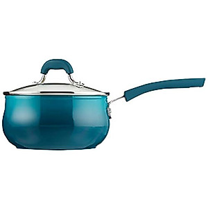 Oster Corbett Forged Aluminum Sauce Pan W/Lid-Ceramic Non-Stick-Induction Base-Soft Touch Bakelite Handle, 3 Qt, Gradient Teal