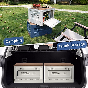 FOLLOWIN Collapsible Storage Bins with Lids,Folding Plastic Camping Box,Stackable Crates Storage Containers,50L Lidded Storage Box 1 Pack,White