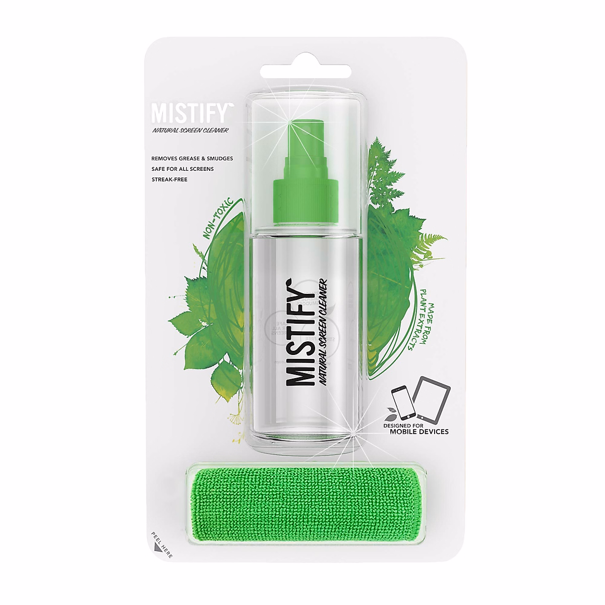 Mistify Screen cleaner (4oz) natural spray with microfiber cloth. Ideal for cleaning laptops, phones, tablets, computers, TVs, keyboards, ipads, macbook, touchscreens.