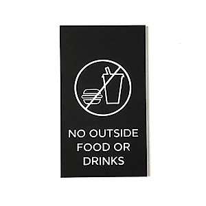 Kubik Letters No Outside Food or Drinks Sign, Modern Design Door Sign for Restaurant and Cafe with 3M Double Sided Tape