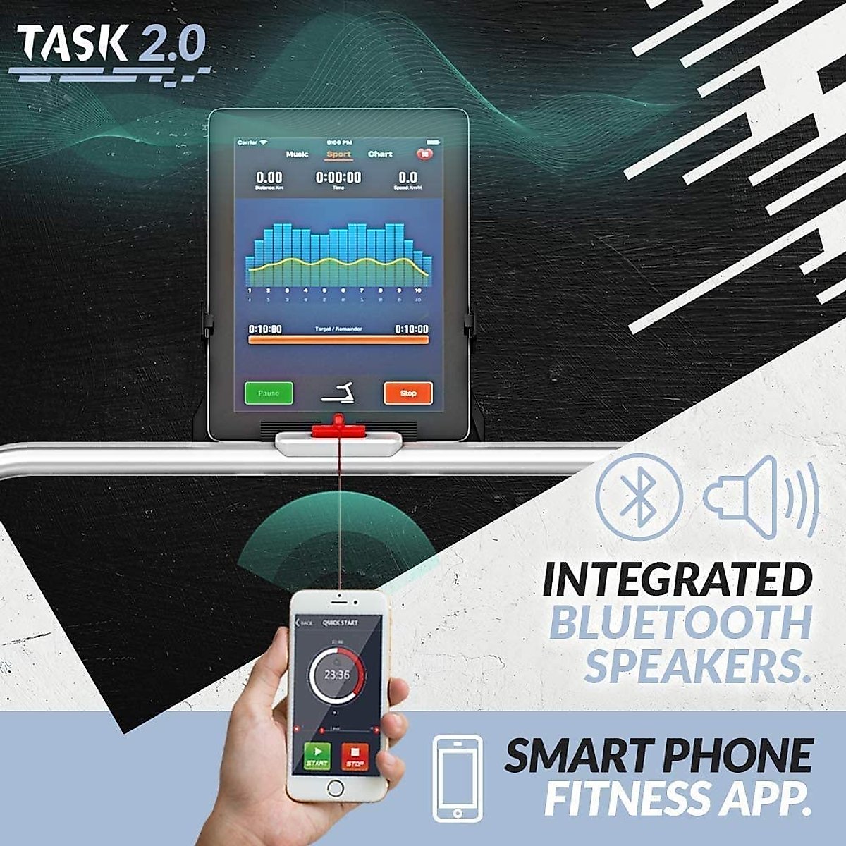Bluefin Fitness Task 2.0 2-in-1 Folding Under Desk Treadmill | Home Gym Office Walkpad | 4.97mi/h | Joint Protection Tech | Smartphone App | Bluetooth Speaker | Compact Walking/Running Machine