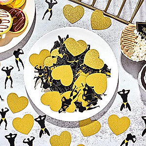 400 Pcs Male Dancers Strippers Glitter Table Confetti Stripper Pole Dancer Decorations Bachelorette Fiesta Party Confetti Black and Gold Glitter Fiesta Confetti Bridal Shower Decor for Party Favors