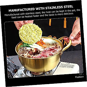 SHOWERORO 1pc Stainless Steel Noodle Bowl Korean Pots for Cooking Saucepan with Lid Portable Garment Steamer Stew Pot Steam Pot Milk Pan Stainless Steel Pot Korean Food Pot Noodle Pot Golden