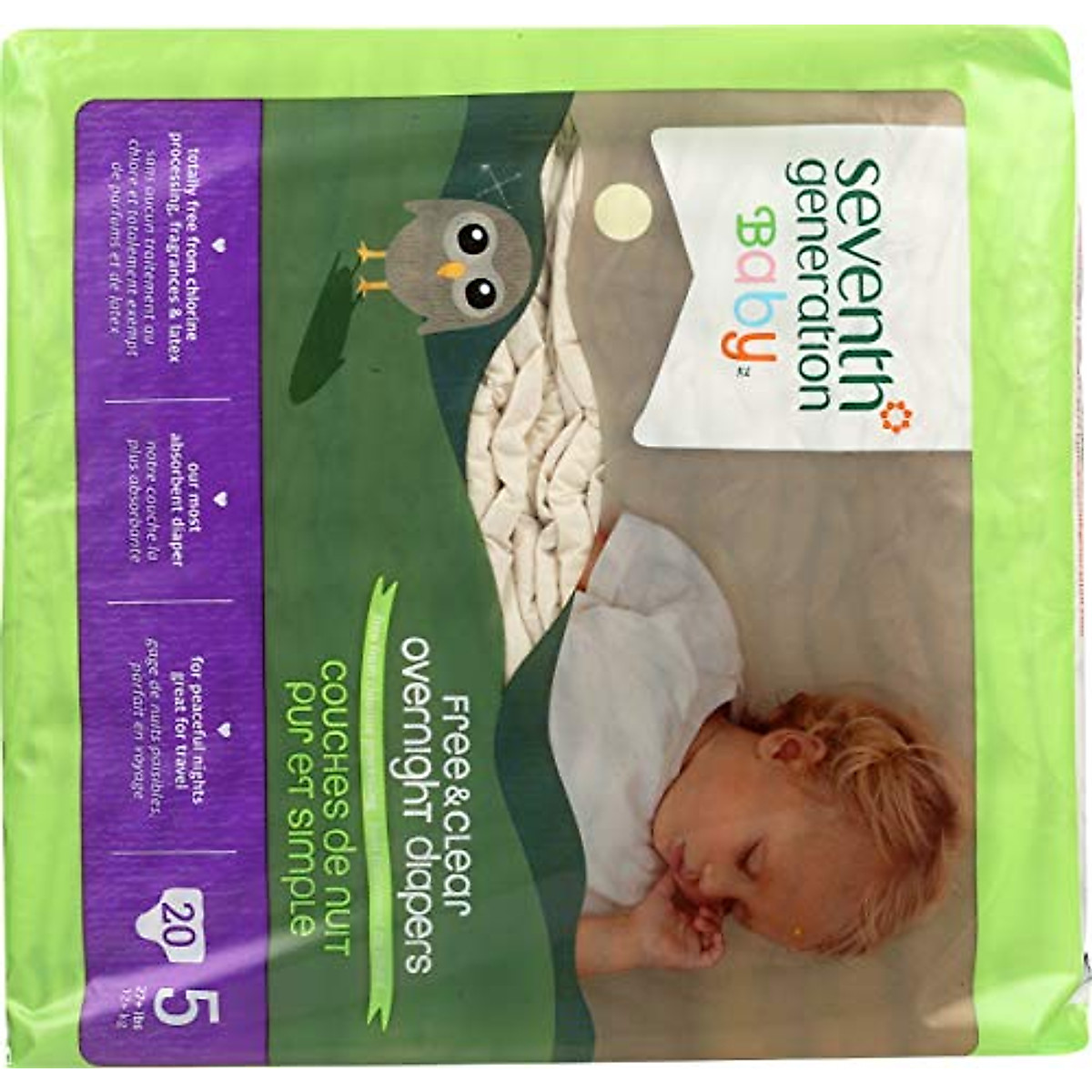 Seventh Generation Overnight Diapers - Size 5-20 ct