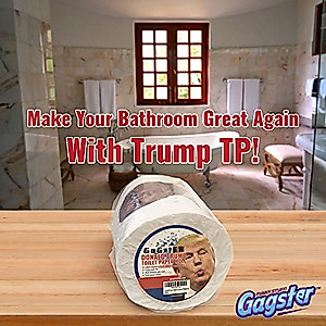 Trump Political Toilet Paper Roll by Gagster - 3 Ply Funny Novelty Gag TP with Full-Color Image - 200 Sheets Per Roll - Prank Gift for Adults - Printed on Every Sheet - Make Your Butt Laugh