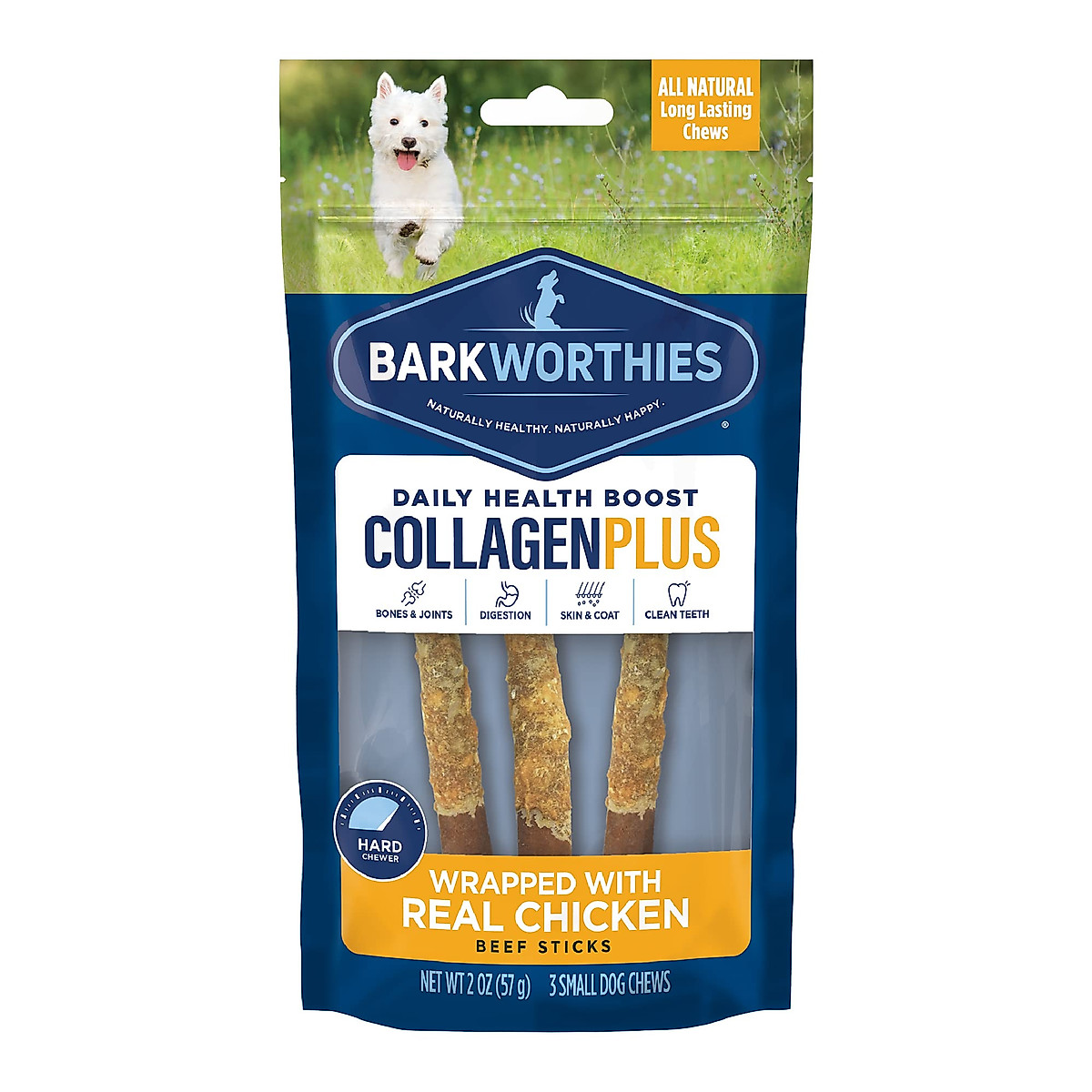 Barkworthies Chicken Wrapped Collagen Sticks Dog Treats (6-Inch, 3-Count)
