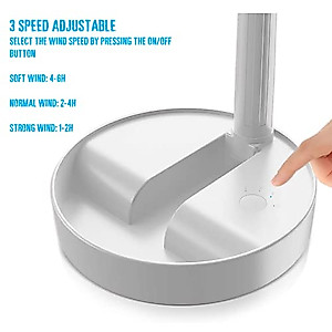 Olam & Son Portable Folding Backup Fan Foldable Height Adjustable Tripod 7200mAh Mini USB Rechargeable Operated Fan For Office Home, white, ZK-20321