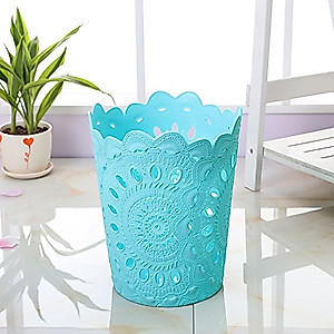 Wastebasket, PP Hollow Pattern Solid Color Paper Basket Trash Can Dustbin Without Lid - 5.7X 7.8 x 9.5 inches
