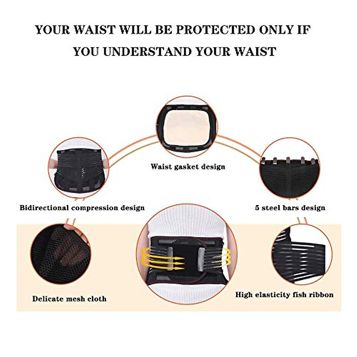 LSRRYD Stabilizing Lower Back Support Belt Lumbar Support Brace Dual Adjustable Straps for Pain Relief and Injury Prevention for Men & Women (Size : M)