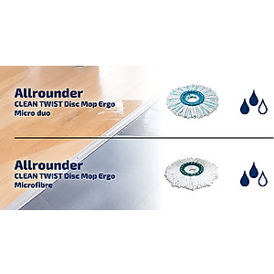 Leifheit Replacement Mop Head Clean Twist Disc Mop x 2 Pack, 2 Fibre System for Effective Cleaning and High Dirt and Water Absorption, Set of 2 Heads, White