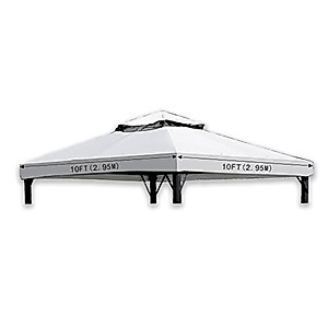 Sunshine Outdoor Replacement Gazebo Canopy Top 10'x10' - Fit for The Gazebo with Slot - Waterproof Canvas Gazebo -Cream(Canopy Top Only)