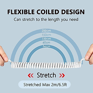 GELRHONR Retractable USB A to USB C Multi Charging Cable,Coiled 5A 3 in 1 Multiple USB C Fast Charging Cord,Compatible with Cell Phones Tablets Android and More （MAX 6.5Ft (White 1 to 3)