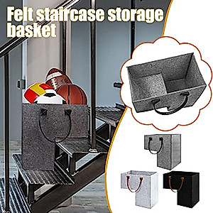 Tsugar Felt Sundries Storage Bucket Step Platform Stairwell Storage Basket Gray Sundries Storage Basket Cloth Bedroom Felt Storage Box