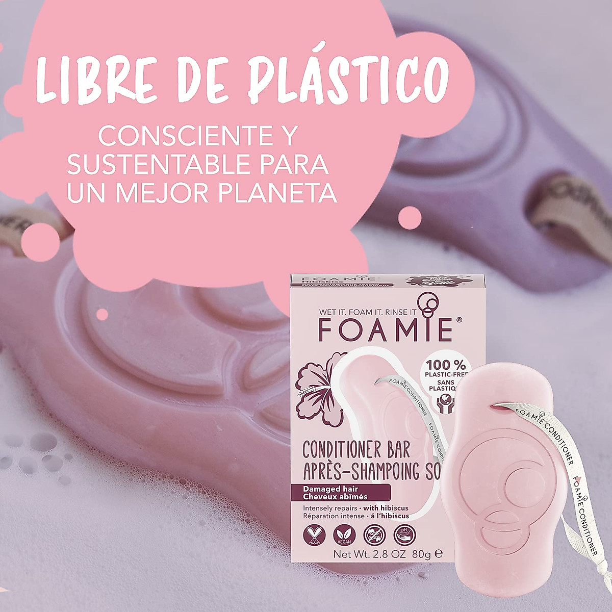 Foamie Hair Conditioner Bar for Damaged Hair, Plastic Free, 80g