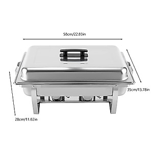 LOYALHEARTDY Chafing Dish Buffet Set, 9.51 Qt Chafer Complete Set Food Warmer Pan with Foldable Frame Water Trays Food Pan Fuel Holder and Lid Buffet Servers and Warmers for Parties, Wedding, Events