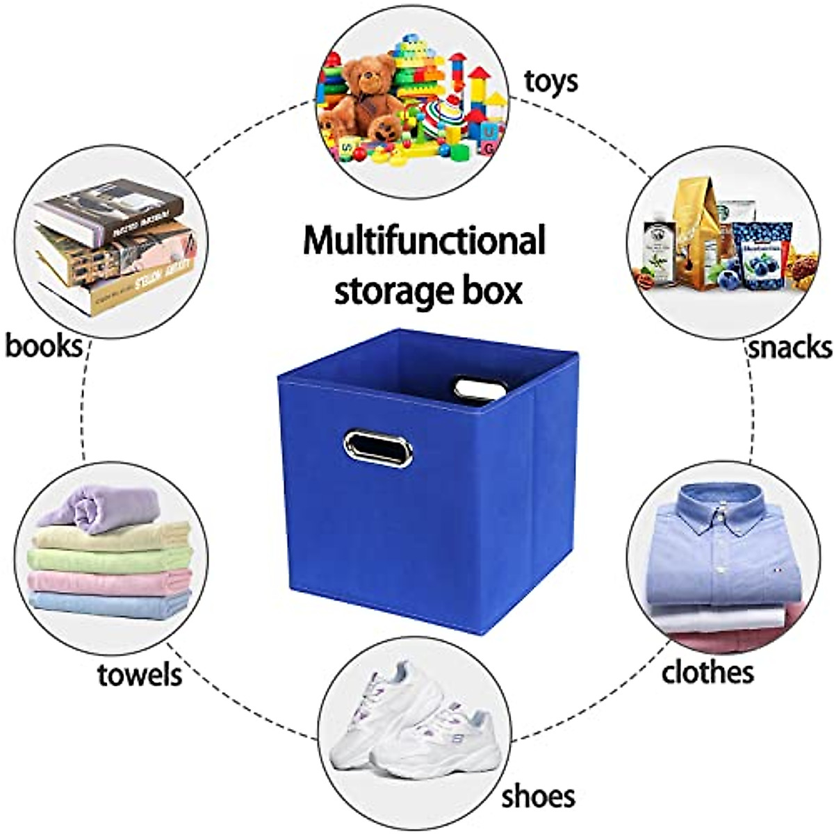 STOREONE Fabric Storage Bins Cubes Baskets Containers-(11X11X11") with Dual Handles for Shelf Closet, Nursery Home ， Bedroom Organizers, Foldable Set of 3 (Dark Blue)